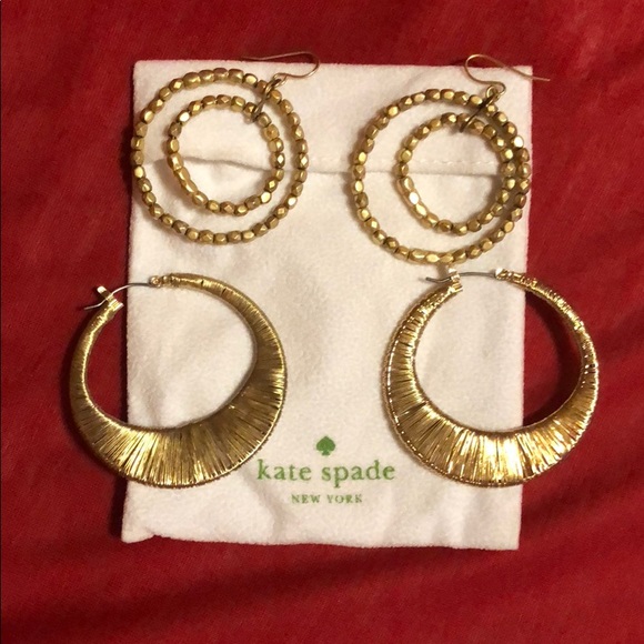 kate spade | Jewelry | Kate Spade Gold Hoops 2 Pack | Poshmark